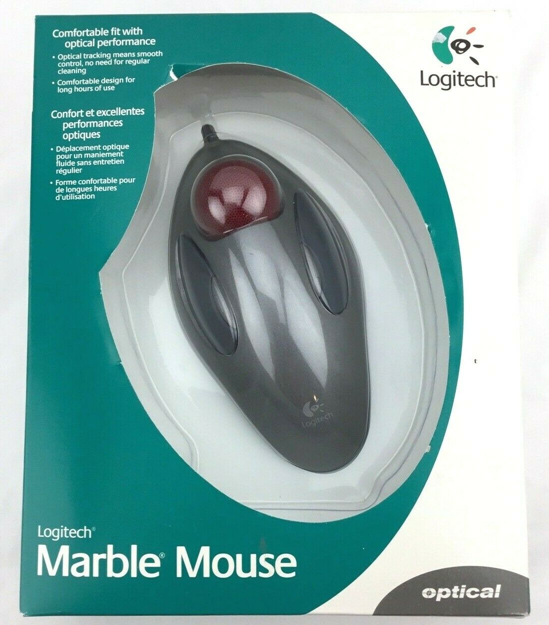 Logitech 904360-0403 Marble Mouse USB & PS/2 Comfort Style Optical Per ...