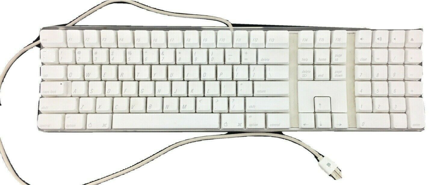 Apple A1048 Full Keyboard White Keys Clear Case 2 USB Ports Hub Englis ...
