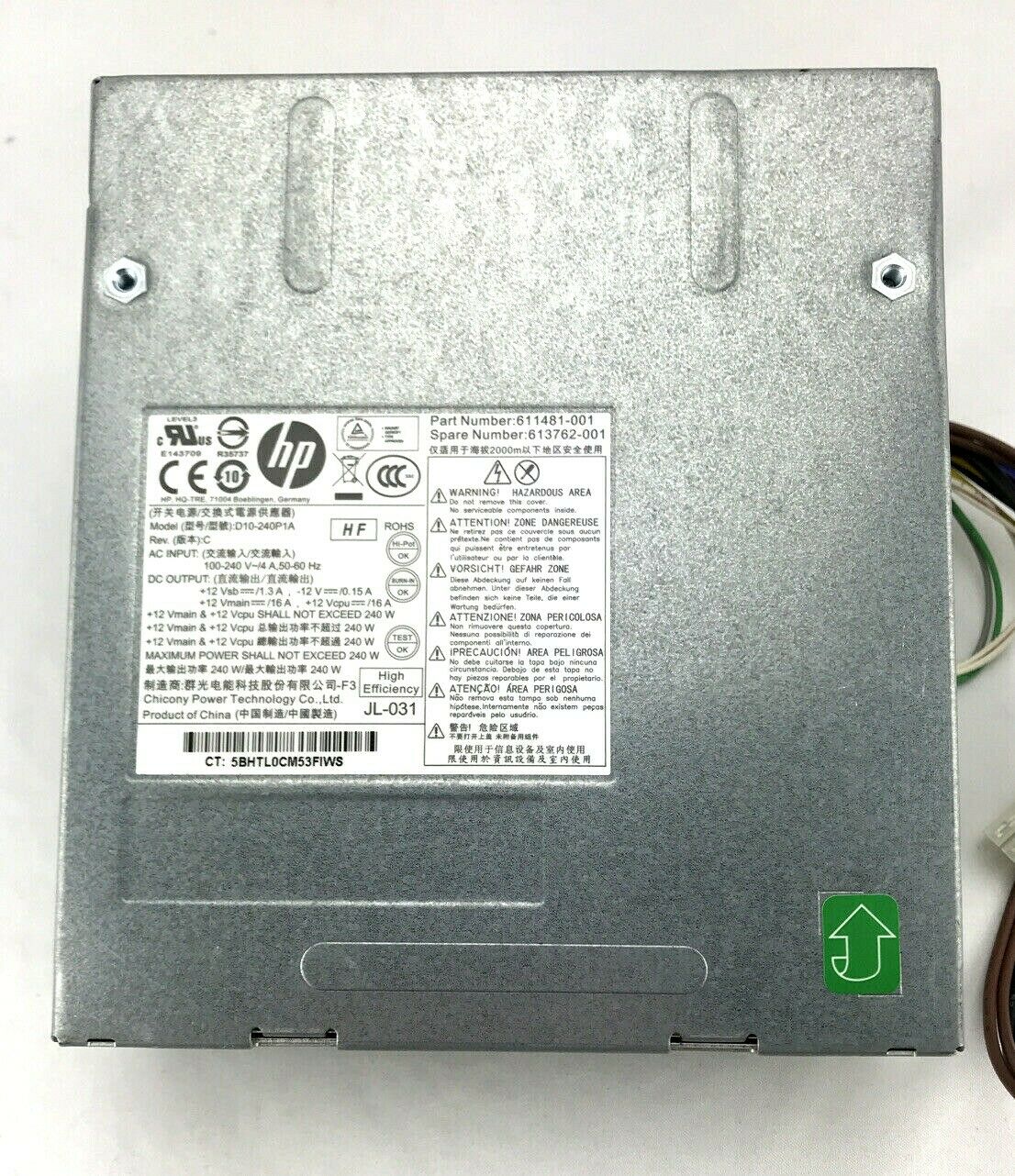 HP 240W OEM SFF Desktop Power Supply Pro Elite 8300 8200 611481-001 61 ...