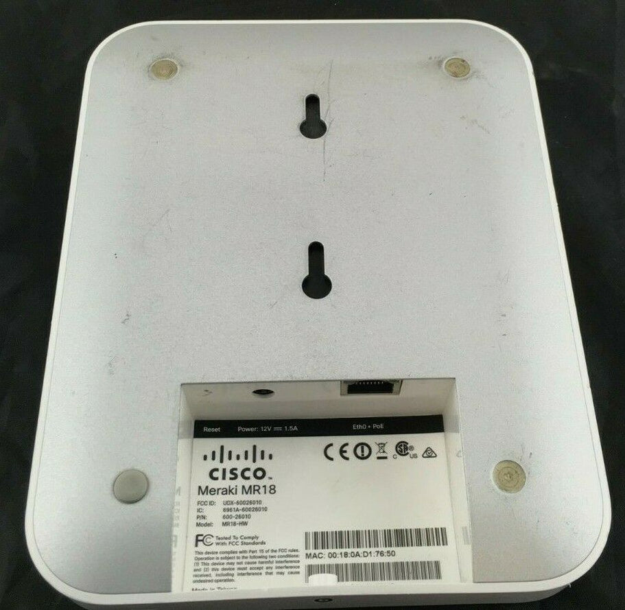 Cisco Meraki MR18-HW Wireless Access Point Dual-Band Cloud-Managed 600 ...